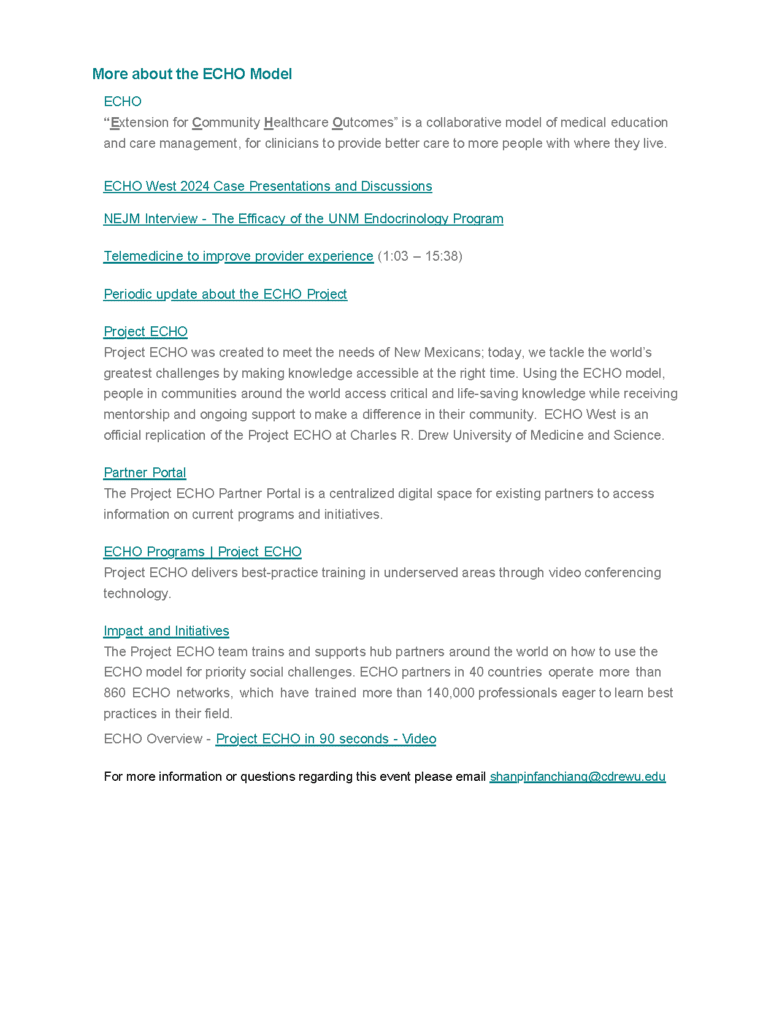 ECHO West Virtual CME Program | Charles R. Drew University of Medicine ...